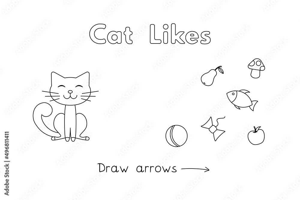 Cute cat learning game for small children - color and draw arrows ...