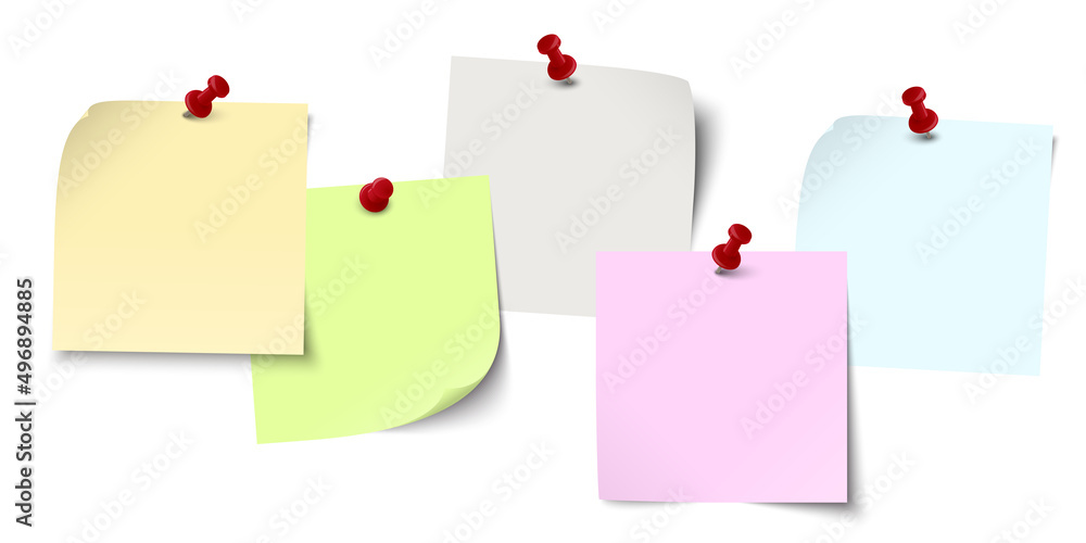 sticky notes with colored pin needles Stock Vector | Adobe Stock