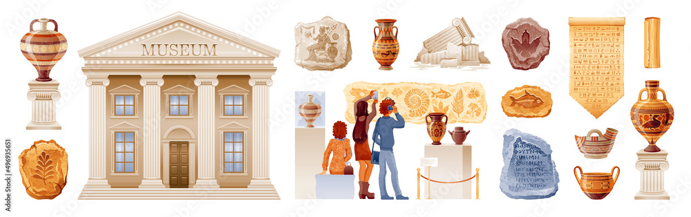 Museum vector. Historical museum. Cartoon art gallery exhibition with ...