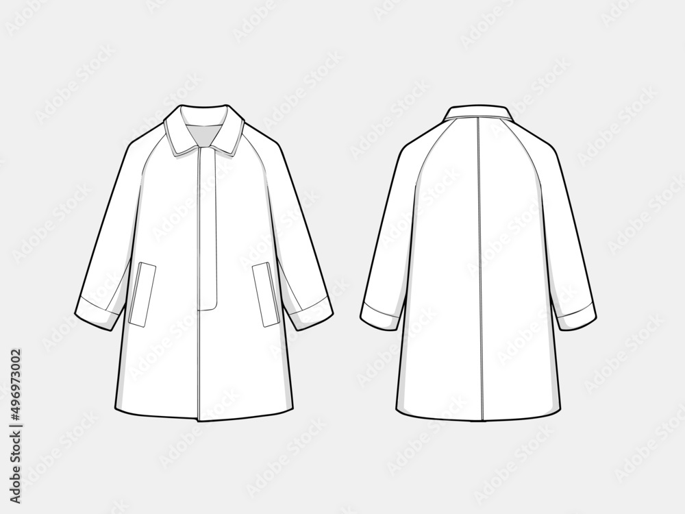 VECTOR LINE ART OUTLINE BASIC KIDS CHILDREN TRENCH COAT COLLECTION FOR ...