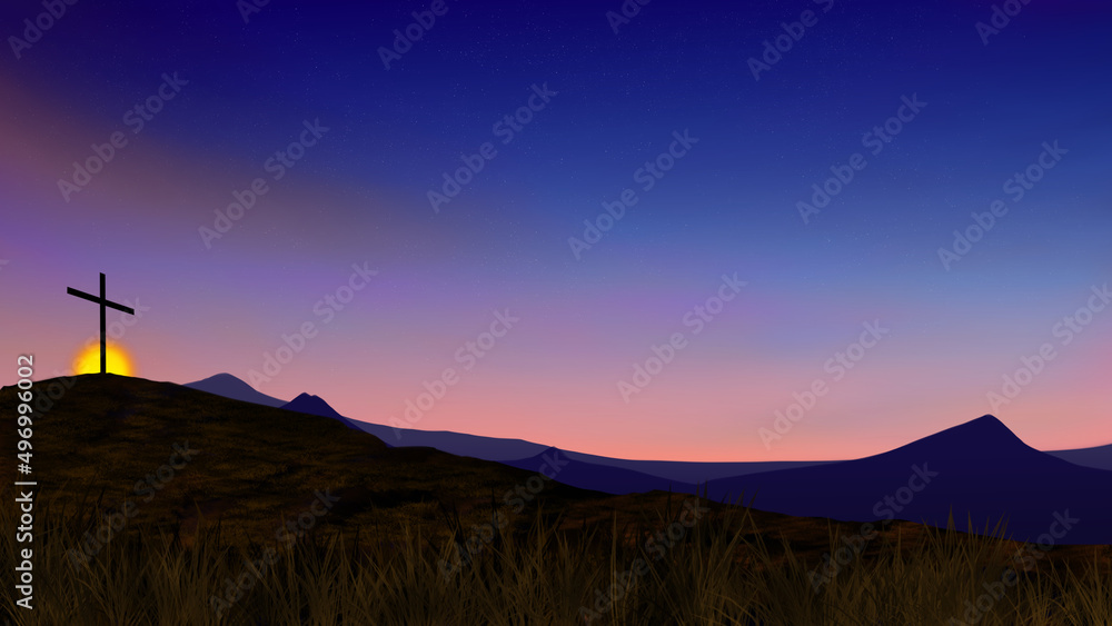 Digital Painting Christian Background. Crucifixion Of Jesus Christ ...