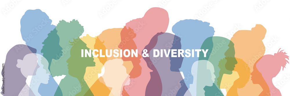 Inclusion and Diversity banner. Different people stand side by side ...