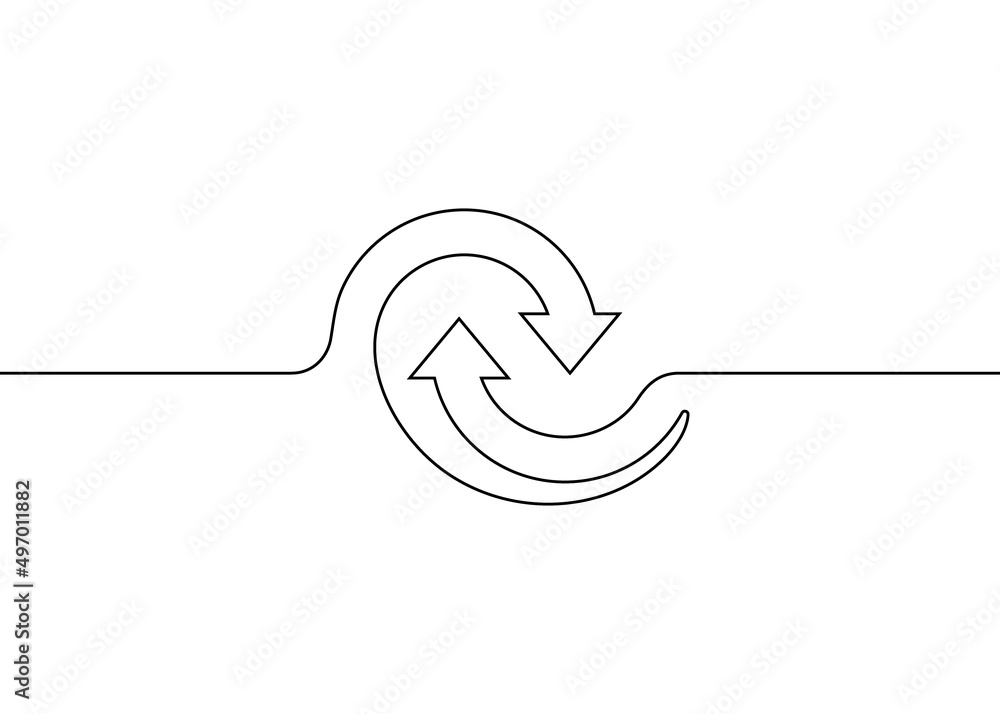 Cycle arrow agile continuous line art. Repeat process, circular moving ...