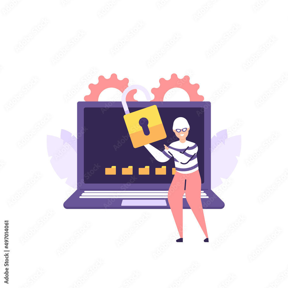 hacker, cracker, hijacker, criminal. illustration of a mysterious ...