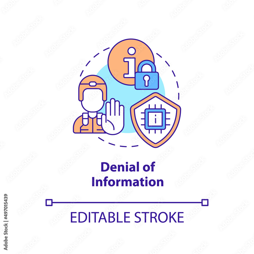 Denial of information concept icon. Data access ban. Information ...