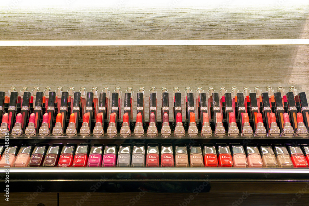 ROME, ITALY - CIRCA NOVEMBER, 2017: Dior lipsticks sit on display at a ...