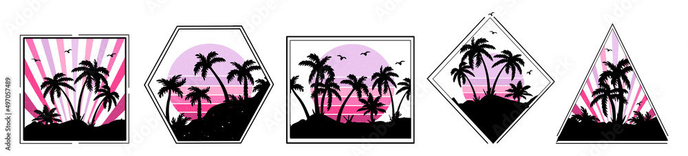 silhouettes of palm trees in geometric frames vector silhouette. palm ...