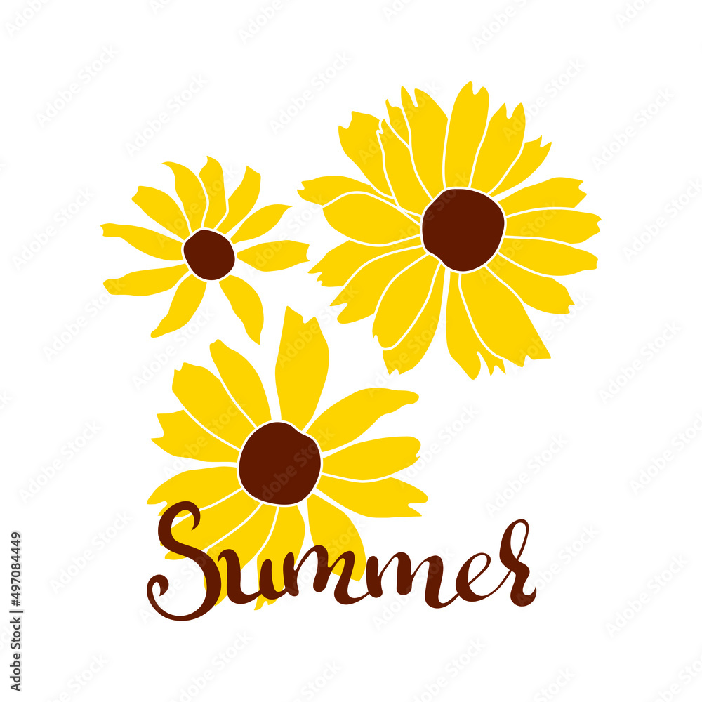 Open Heliopsis Summer Banner Blossom Vector Color Illustration Isolated
