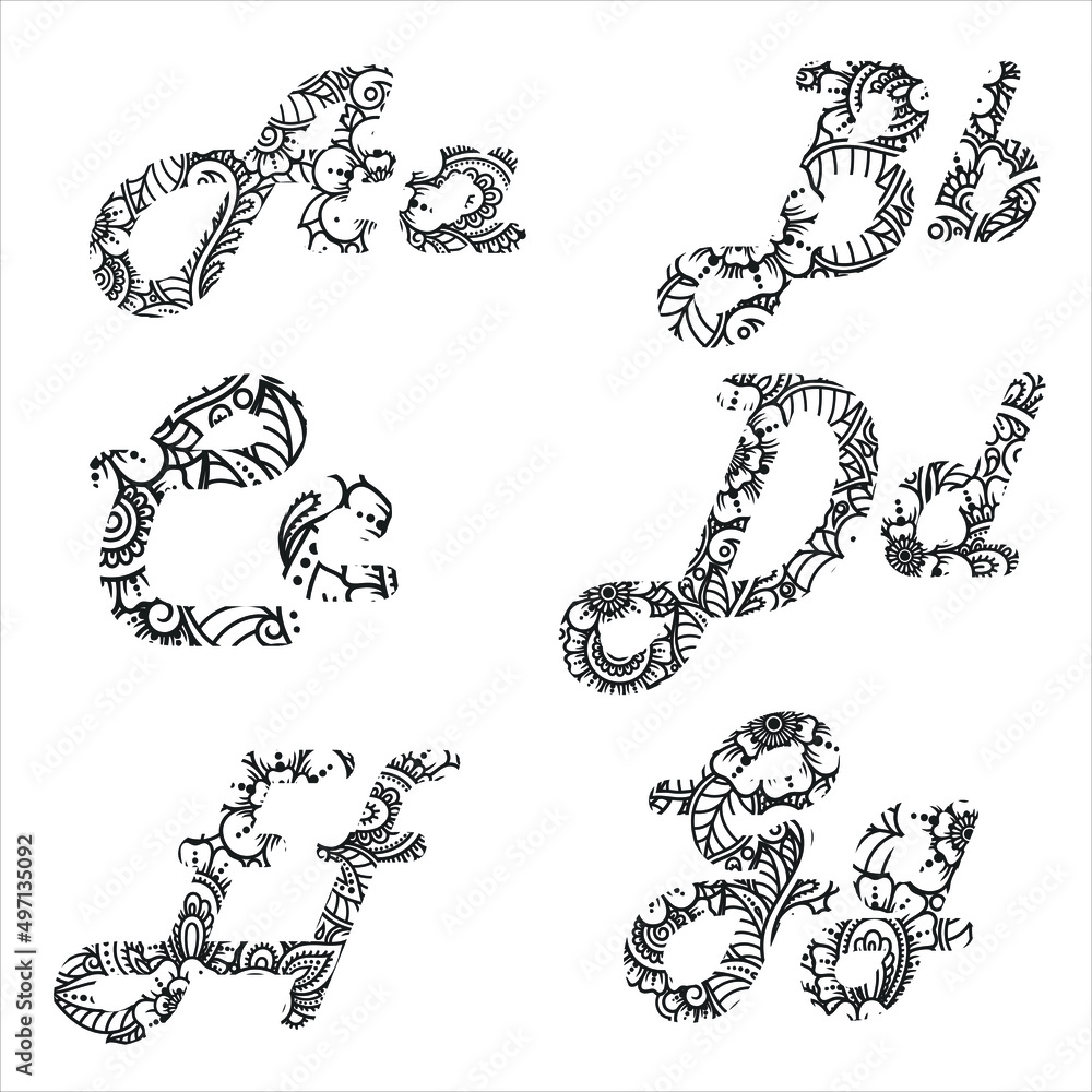 Alphabet coloring Book page Continuous line hand drawing illustration ...