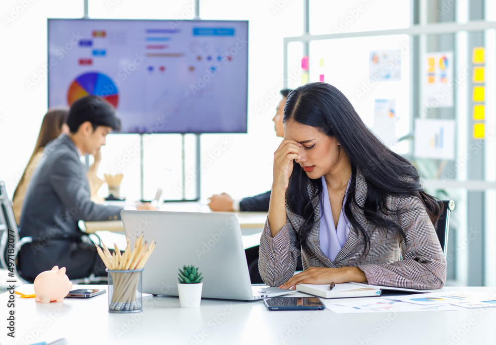 Asian young unhappy upset stressed depressed frowning face female ...