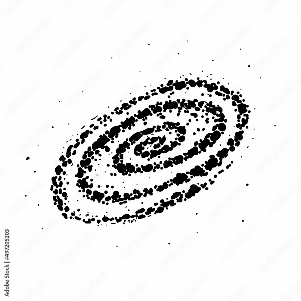 Vector de Stock Simple black hole icon, asteroid belt, hand-drawn sketch of a doodle-style ...