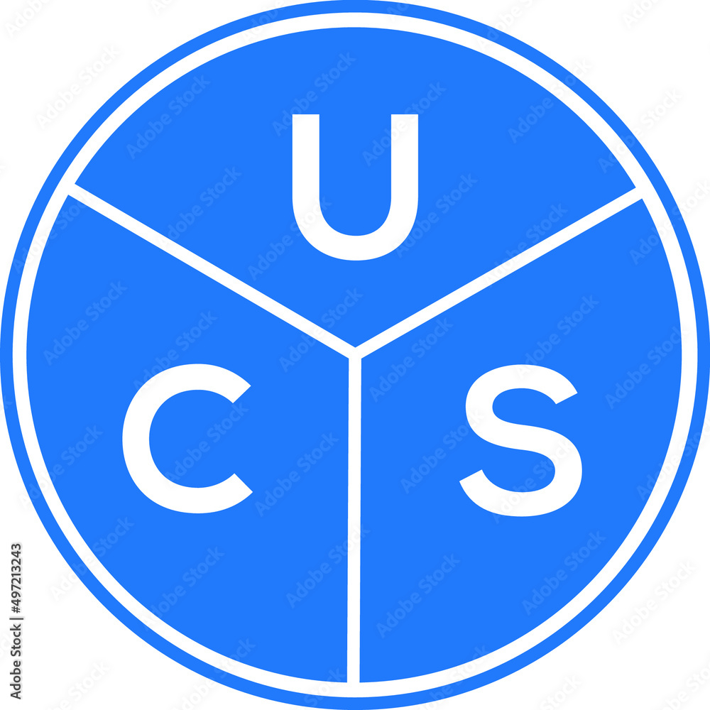UCS letter logo design on black background. UCS creative initials ...
