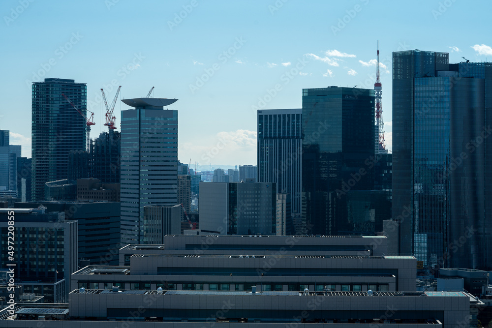 Stock-Foto „Tokyo city center with skyscraper office buildings in ...