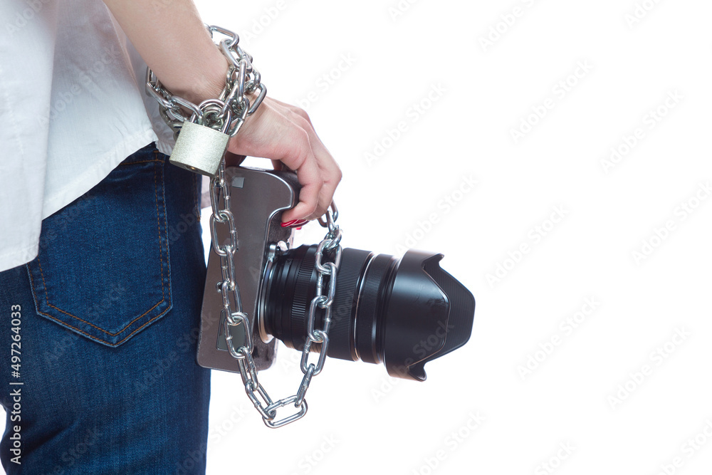 Copyright. The camera is chained to the photographer's hand. The ...
