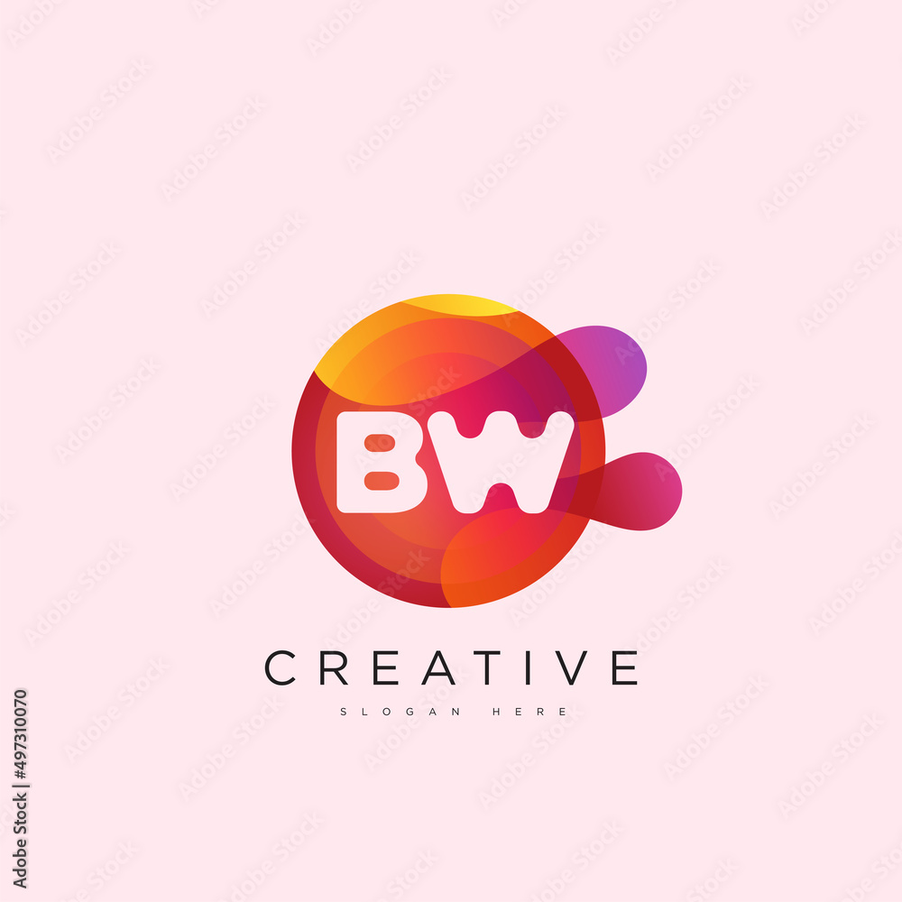 Initial letter BW 3D logo template colorful circle sphere design for ...