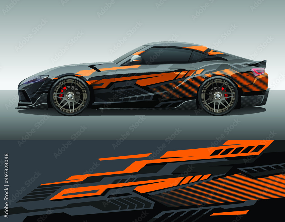 Car wrap vinyl racing decal ornament. Abstract geometric stripes sport ...