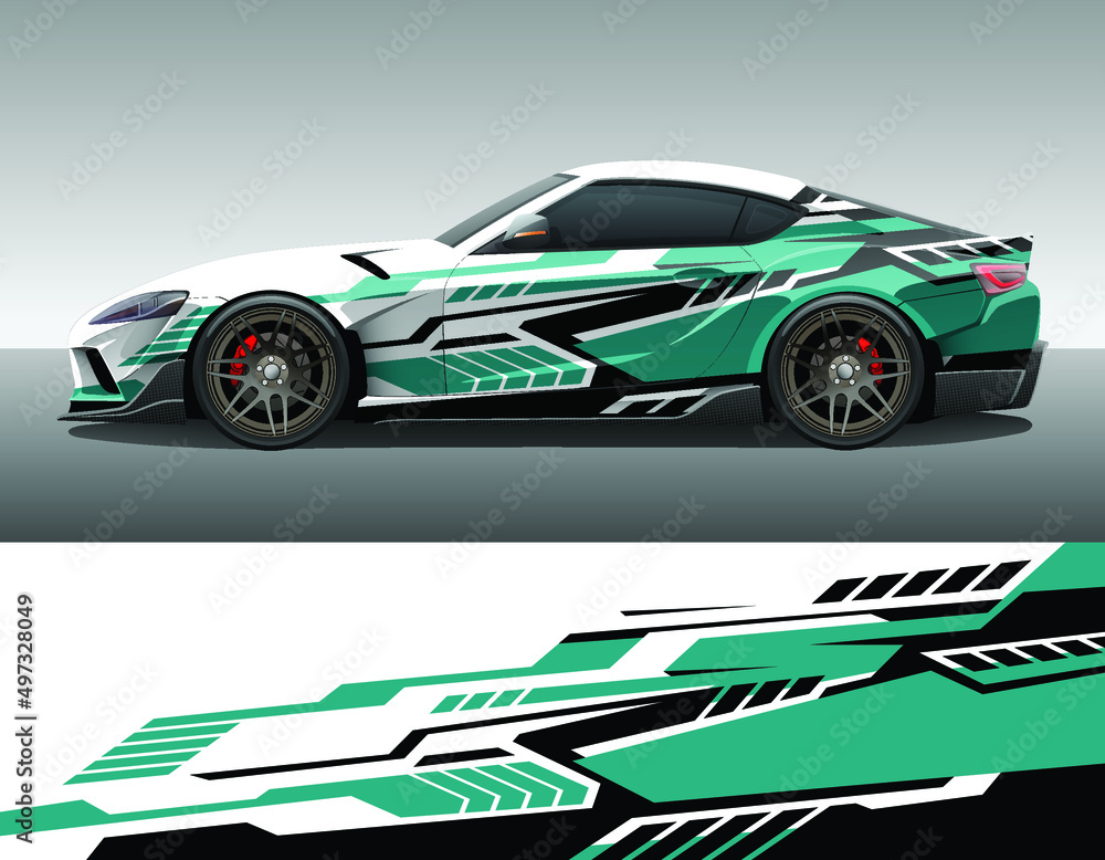 Car wrap vinyl racing decal ornament. Abstract geometric stripes sport ...