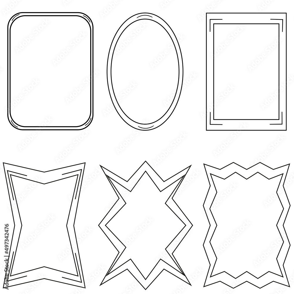 Vector illustration of black and white various simple frames Stock ...