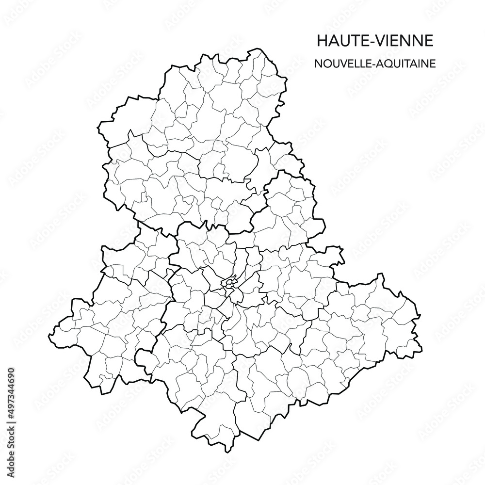 Vector de Stock Vector Map of the Geopolitical Subdivisions of the French Department of Haute ...