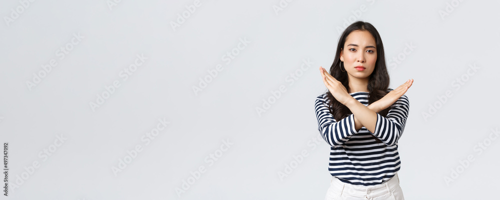 Lifestyle, beauty and fashion, people emotions concept. Serious-looking ...