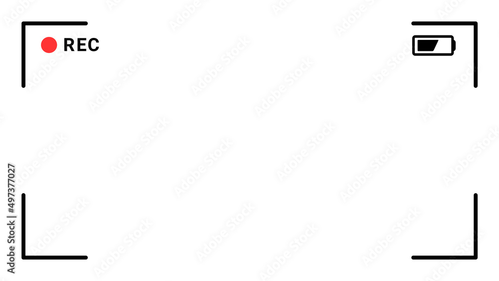 Video camera frame. 16:9 ratio camcorder ui overlay. Videocamera frame ...