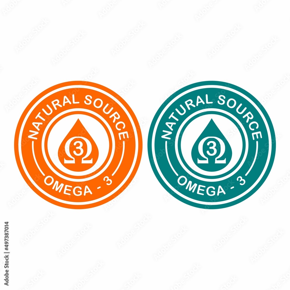 Natural source omega 3 vector badge or label template. This design ...
