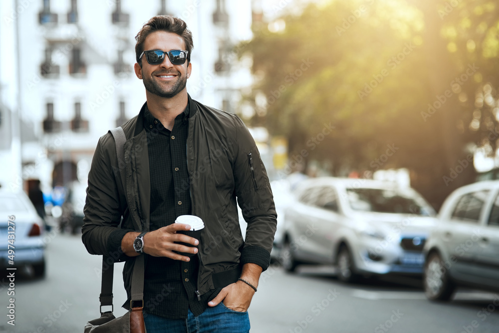 That urban feeling. Cropped shot of a handsome young man traveling ...