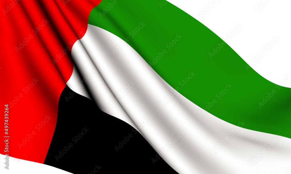 The United Arab Emirates (UAE) flag consists of three equal horizontal ...