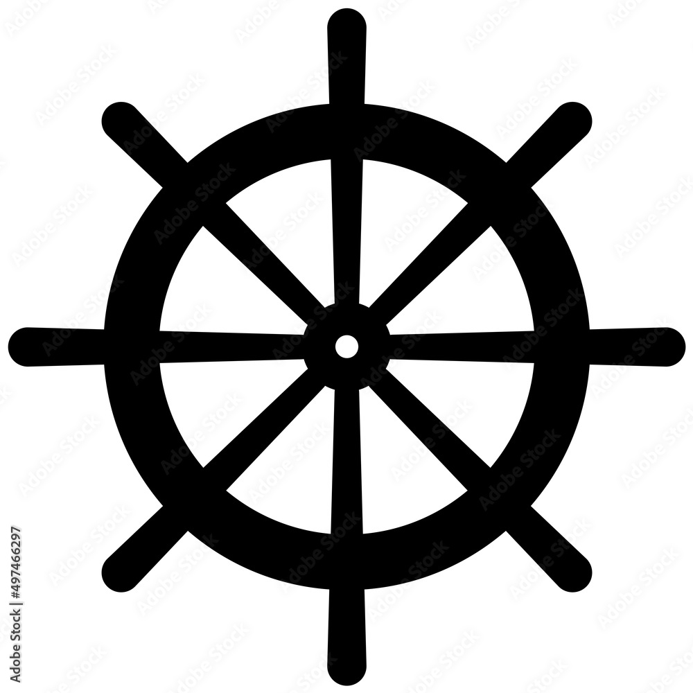 Sternwheeler Boat Steering Wheel Pictogram Icon Stock Vector | Adobe Stock