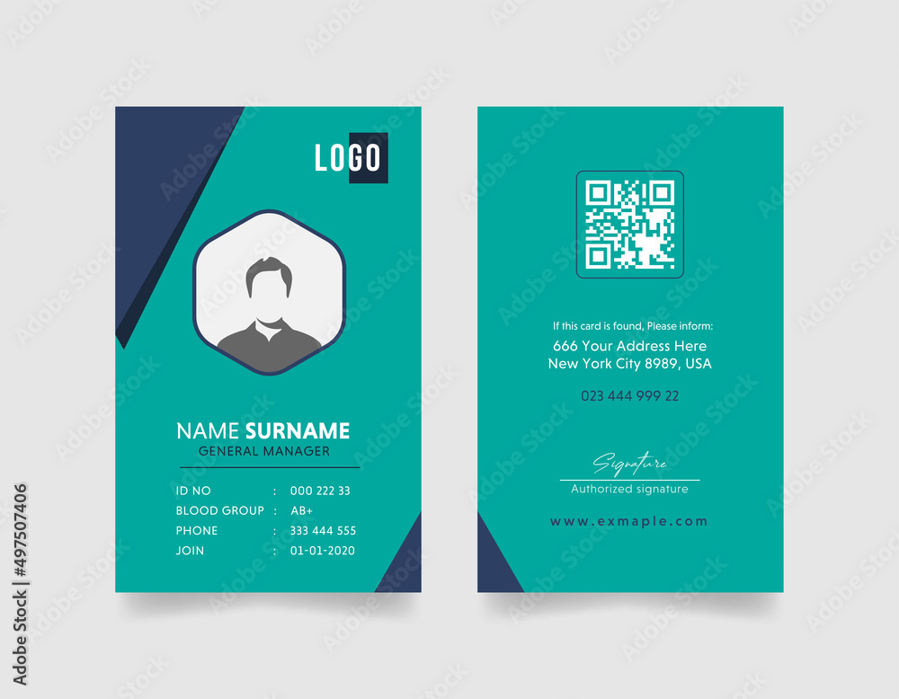 Modern professional ID Card Template with an author photo place ...