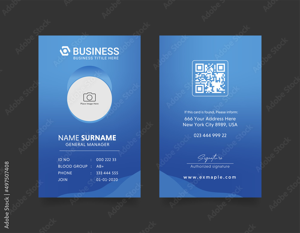 business ID Card Template with an author photo place | Office or ...