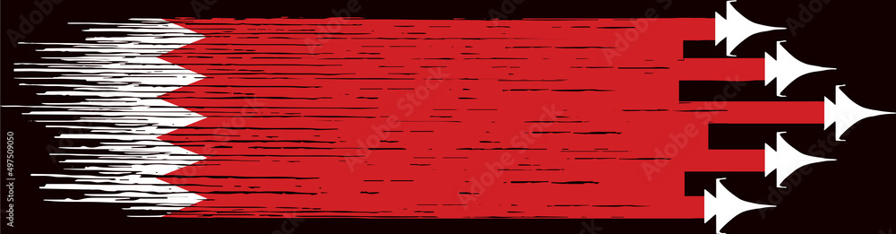 Bahrain flag with military fighter jets isolated on png or transparent ...
