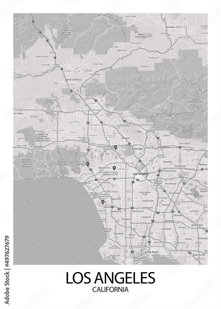 Mapa De Los ángeles En California Los Angeles In The Map With Pin