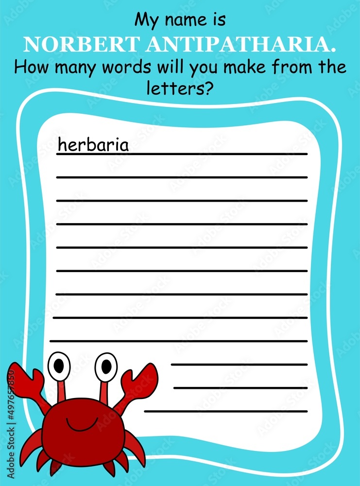 Image vectorielle Stock Words within a word game for kids with little ...