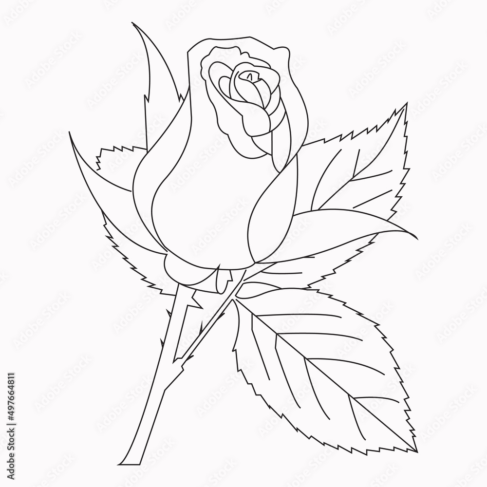 Vektor Beautiful Easy Roses Flowers Coloring book For Preschool ...