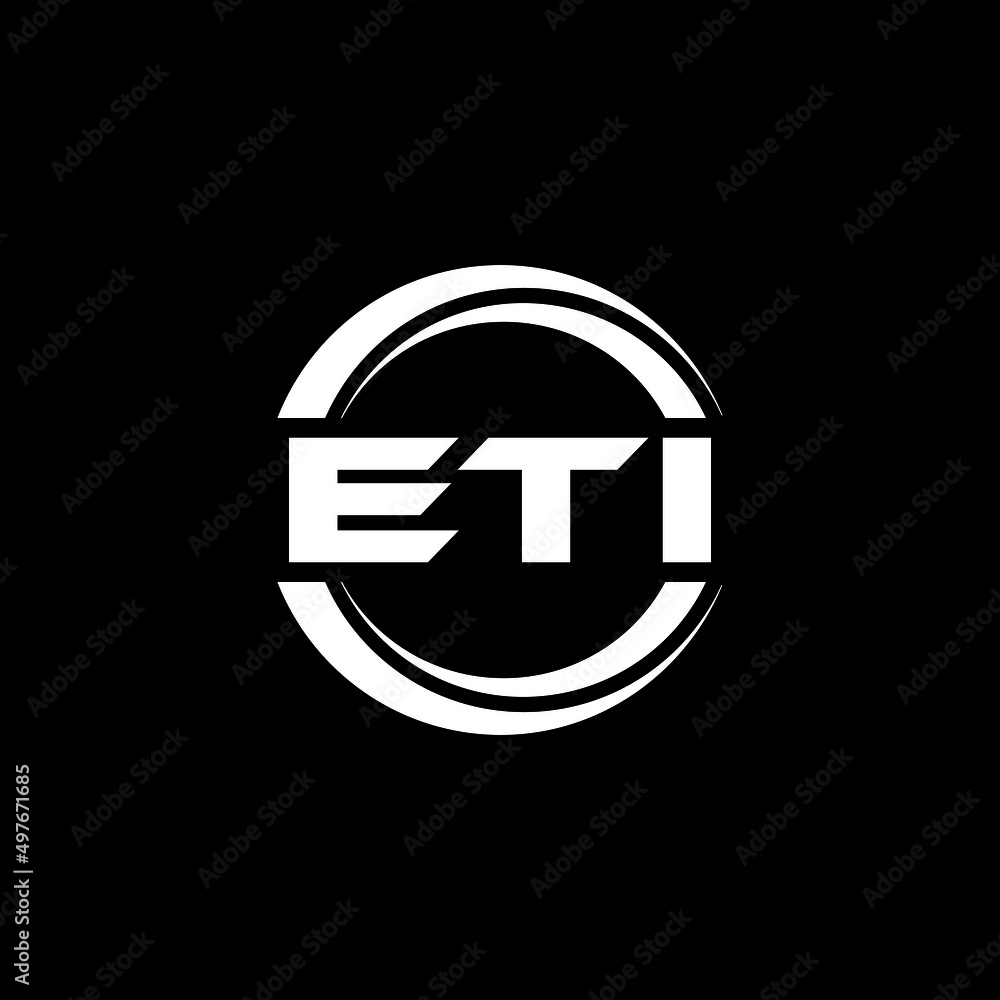 Stock-Vektorgrafik „ETI letter logo design with black background in ...