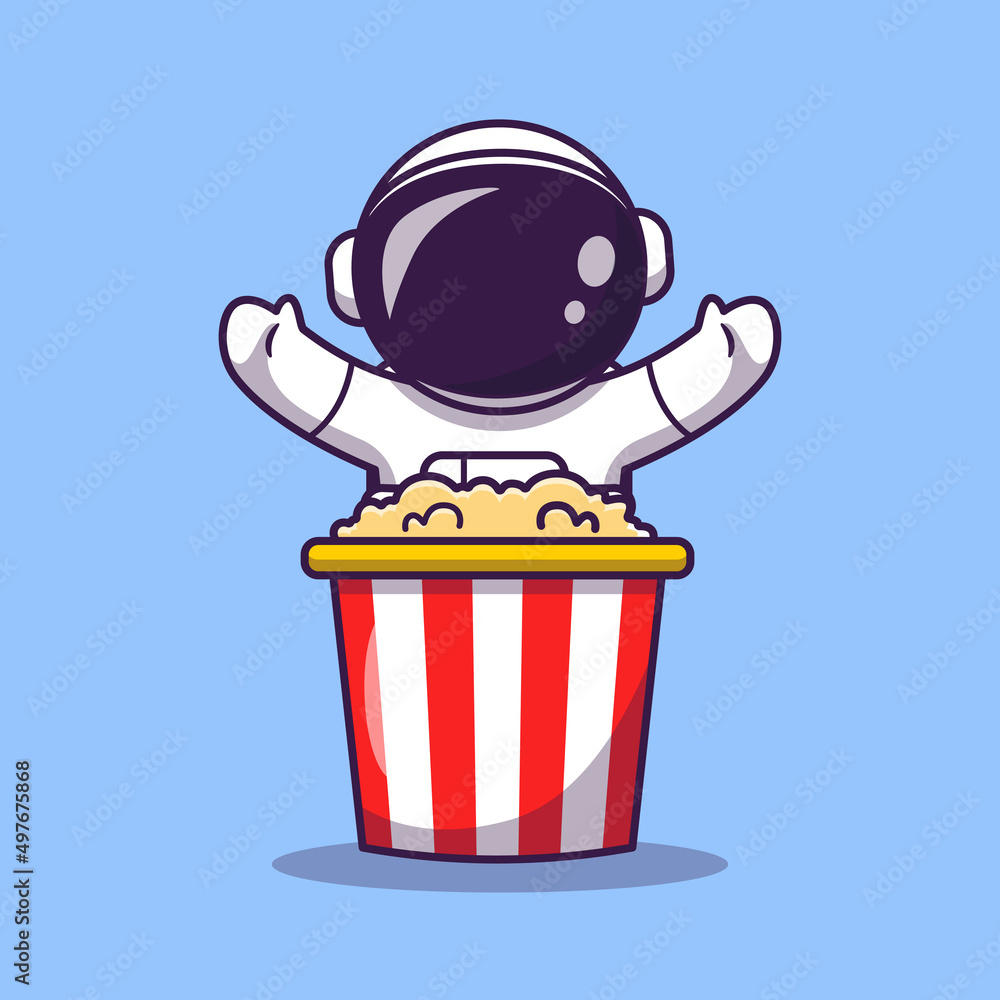 Stockvektorbilden Cute Astronaut With Popcorn Cartoon Vector Icon ...