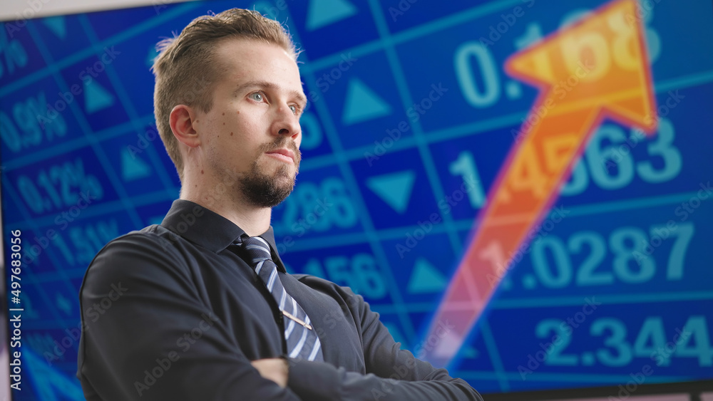 Stonks man posing in front of growth graph meme Stock Photo | Adobe Stock