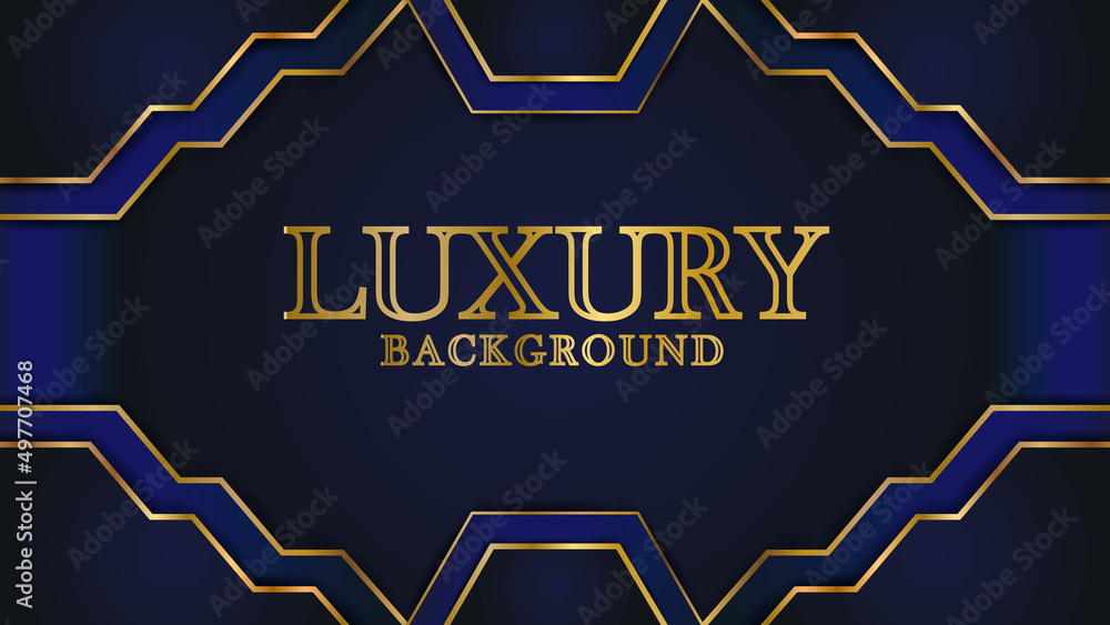 Navy blue abstract background with golden border Stock Vector | Adobe Stock