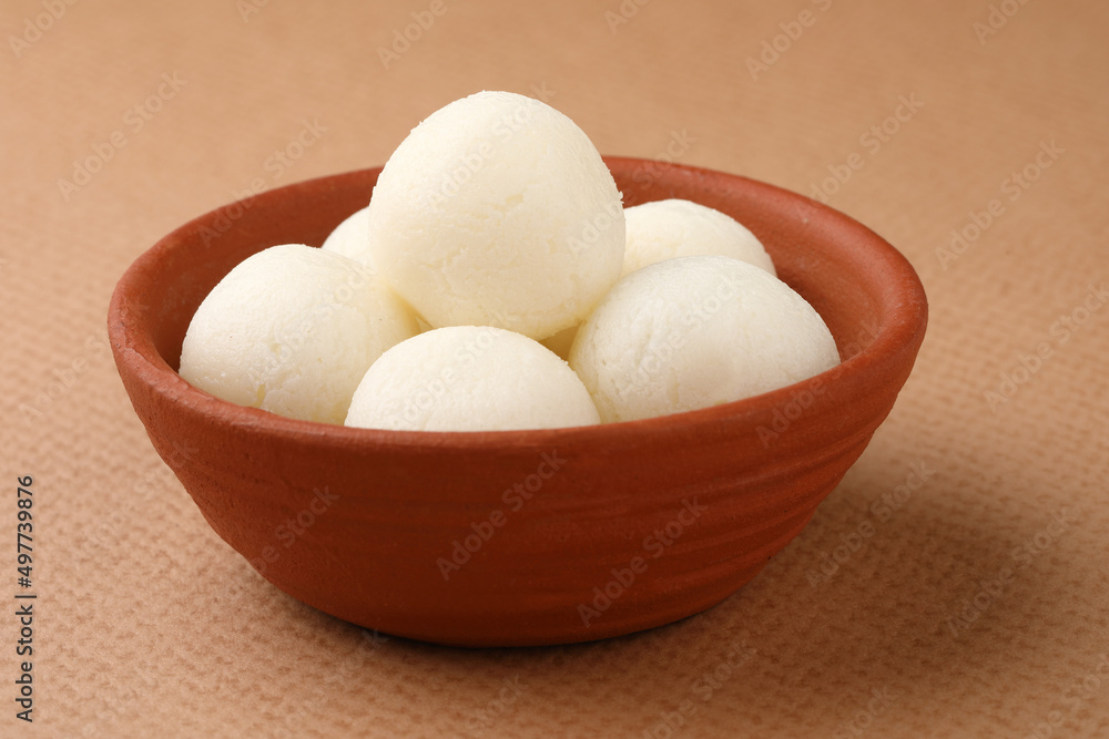 Indian sweet Rasgulla or dry Rosogulla dessert/sweet. selective focus ...
