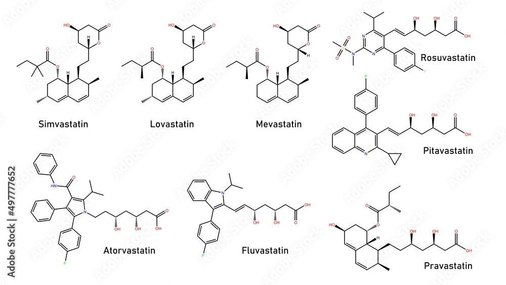 ภาพประกอบ Stock Statins - Chemical Structures. Simvastatin, Lovastatin ...