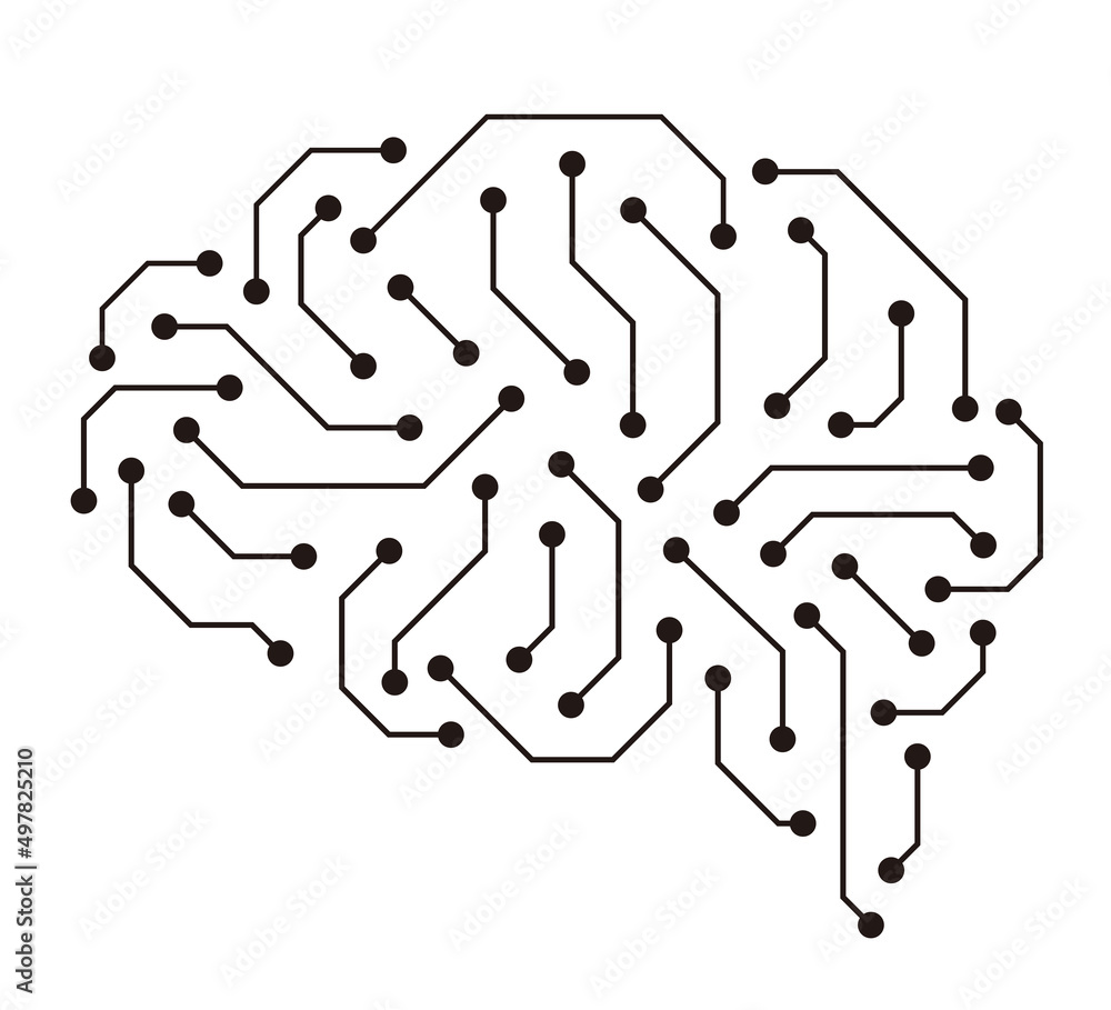 Circuit Board In The Cyborg Brain Artificial Intelligence Of Digital