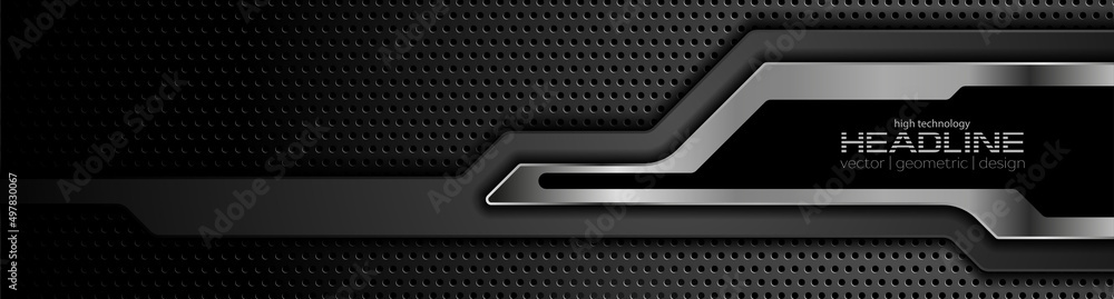 Dark and metallic technology abstract background. Vector banner design ...
