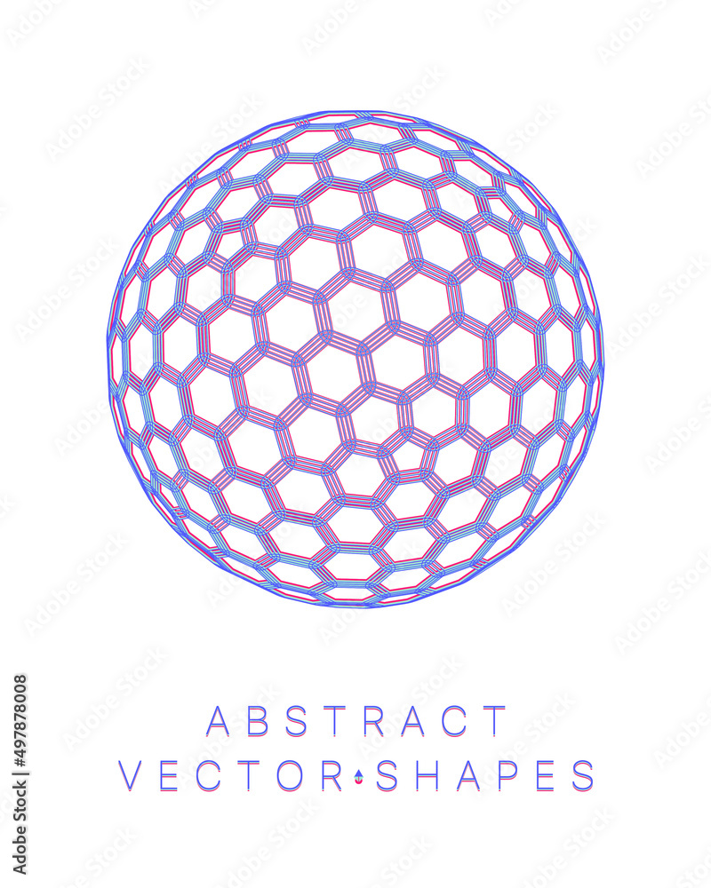 Geometric shape for design. Wireframe illustration. Molecular grid. 3d ...