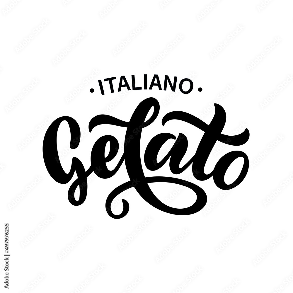 Gelato hand drawn text. Modern brush calligraphy, lettering typography ...