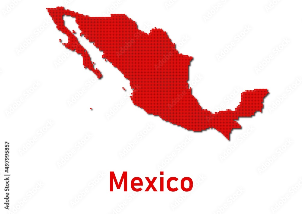 Mexico map, map of Mexico made of red dot pattern and name. Stock ...