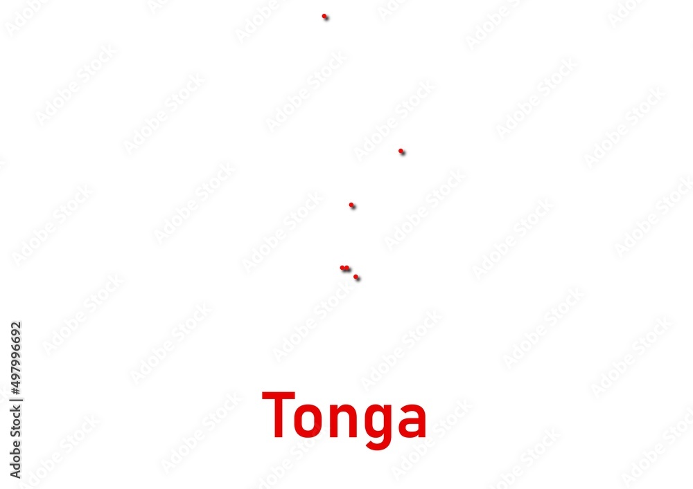 Tonga map, map of Tonga made of red dot pattern and name. Stock ...