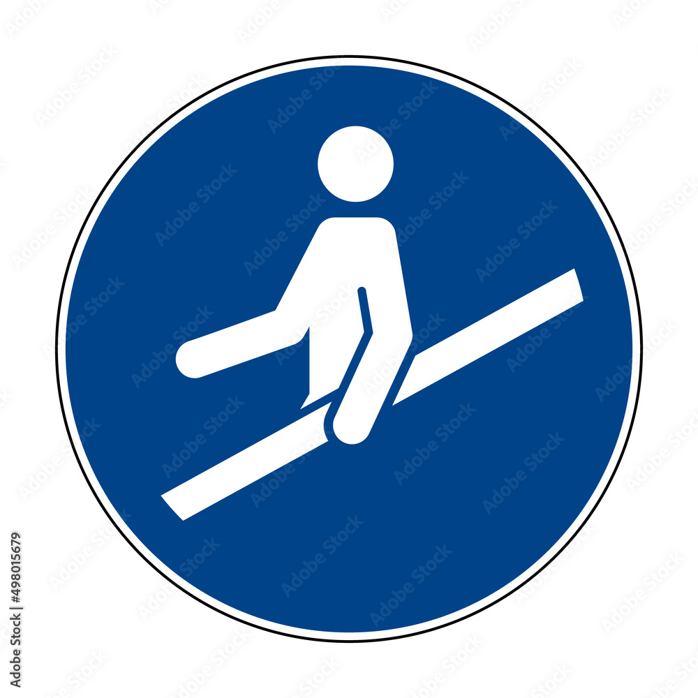Vetor Use handrail sign. Vector illustration of circular blue mandatory ...