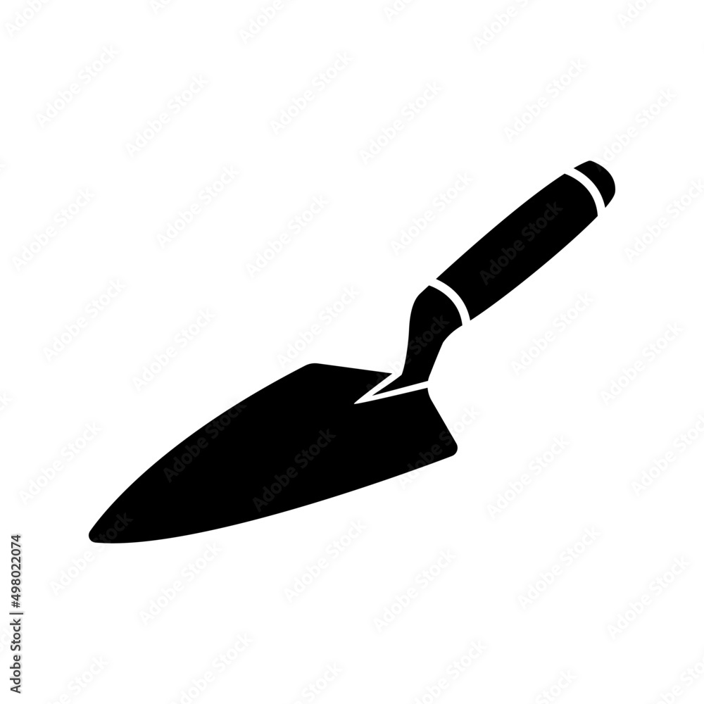 Trowel icon. Hand tool for spreading and smoothing mortar or plaster ...