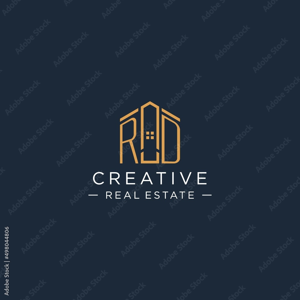 Initial letter RD logo with abstract house shape, luxury and modern ...